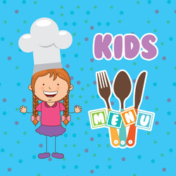 Kids menu frame children chefs cook with cutting Vector Image