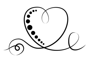 Calligraphic flourish heart hand drawn vintage Vector Image