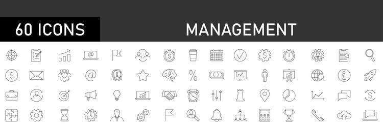 Management editable stroke icon collection Vector Image Management editable stroke icon collection Vector Image