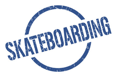 Skateboarding stamp label round Royalty Free Vector Image
