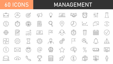 Management editable stroke icon collection Vector Image