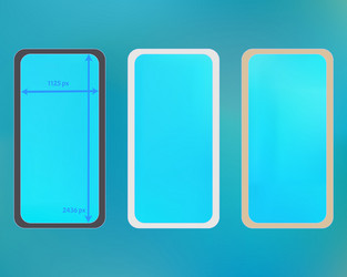 Mesh cyan colored phone backgrounds kit Royalty Free Vector