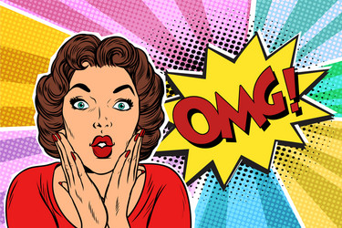 Surprised omg shocked woman Royalty Free Vector Image