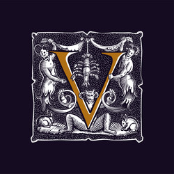 Gothic v letter logo medieval dropcap devil Vector Image