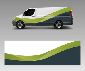 Van wrap design template with wave shapes decal Vector Image