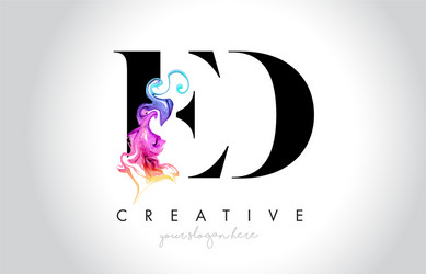 Ed letter logo design purple texture creative Vector Image