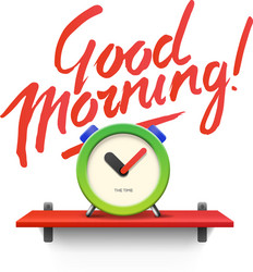 Good morning workspace mock up with wooden Vector Image