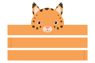 Printable lynx paper crown diy cut party ribbon Vector Image