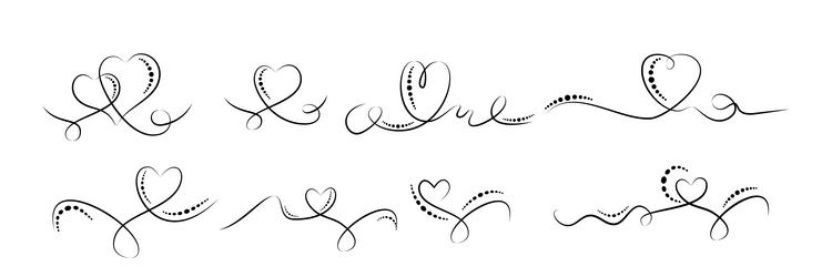 Calligraphic flourish heart hand drawn vintage Vector Image