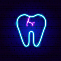 Tooth teeth icon retro style neon Royalty Free Vector Image