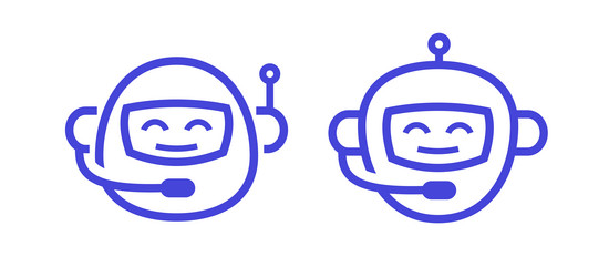 Chat bot icon set isolated on white Royalty Free Vector