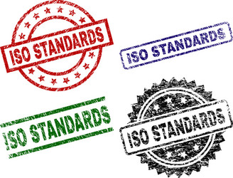 Damaged textured iso stamp seals Royalty Free Vector Image
