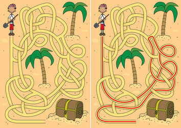 Maze Pirate Puzzle Labyrinth Vector Images (over 110)
