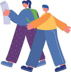 Teenager with map and backpack boy walking Vector Image