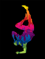 Street dance b boys dancing action outline Vector Image