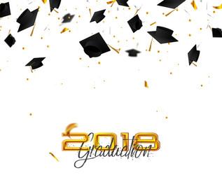 Graduation word with graduate cap black and gold Vector Image