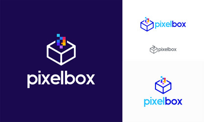 Pixel box logo designs concept box document logo Vector Image