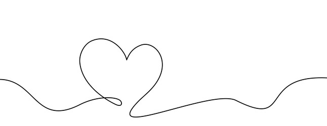 Single red heart continuous wavy line art drawing Vector Image
