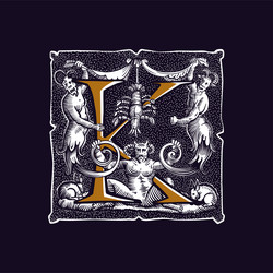 Gothic k letter logo medieval dropcap devil Vector Image