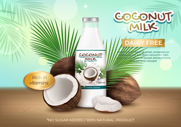 Coconut natural care ads banner concept poster Vector Image