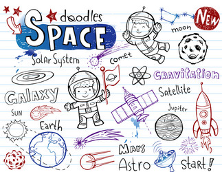 Space doodles collection Royalty Free Vector Image