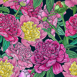 Vintage floral seamless pattern with peonies Vector Image