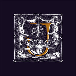 Gothic j letter logo medieval dropcap devil Vector Image