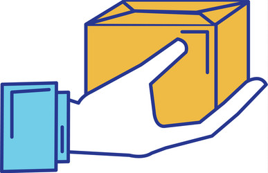 Hand with carton box packing icon Royalty Free Vector Image