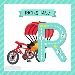 Letter r lowercase tracing rickshaw Royalty Free Vector