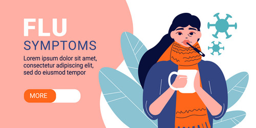 Flu symptoms and treatment infographics banner Vector Image