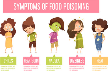 Different symptoms of food poisoning infographic Vector Image