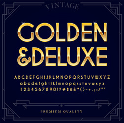 Alphabetic fonts gold letter with numbers eps10 Vector Image