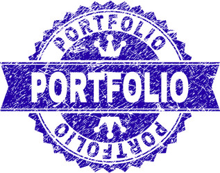 Scratched textured portfolio stamp seal Royalty Free Vector