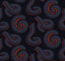 Seamless dark pattern with centipedes Royalty Free Vector