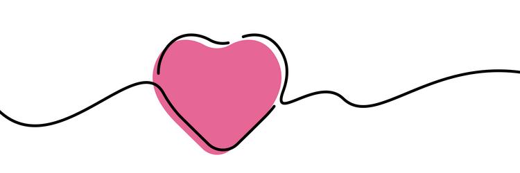 Single pink heart continuous wavy line art Vector Image