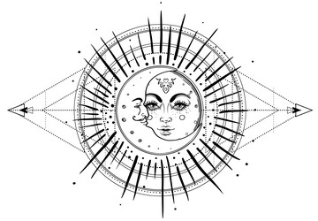 Sun and triple moon pagan wicca goddess Royalty Free Vector
