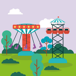 Free fall tower and food cart Royalty Free Vector Image