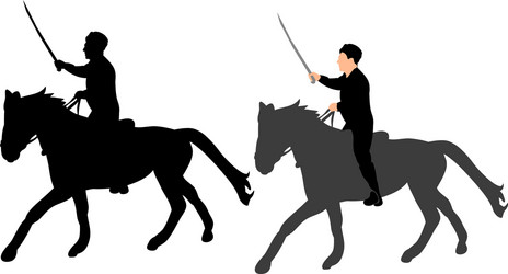 Isolated silhouette a man riding horse Royalty Free Vector