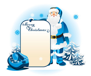Animated santa claus in blue christmas costume Vector Image