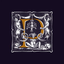 Gothic p letter logo medieval dropcap devil Vector Image