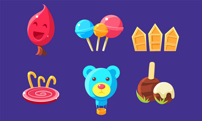 Candy land set sweet fantasy landscape elements Vector Image