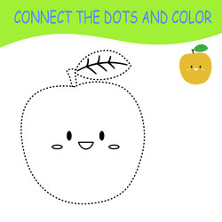 One cartoon apple restore dashed line and color Vector Image