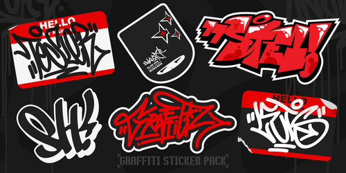 Red abstract colorful urban graffiti style sticker