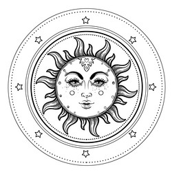 Sun and triple moon pagan wicca goddess Royalty Free Vector