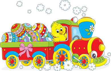 Easter bunny on a train Royalty Free Vector Image