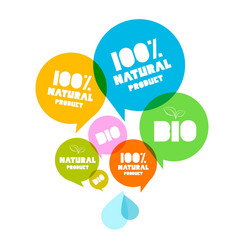 Colorful natural product bio green labels set Vector Image