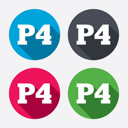 Parking fourth floor icon car p4 symbol Royalty Free Vector