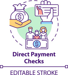 Direct payment checks concept icon Royalty Free Vector Image