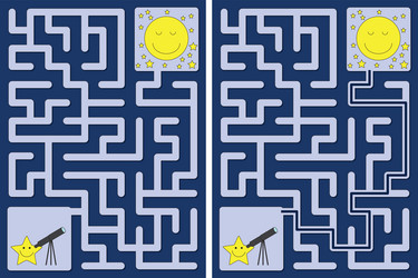 Easy little star maze Royalty Free Vector Image