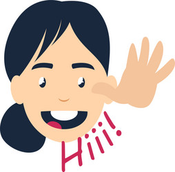 Little girl is saying hi on white background Vector Image